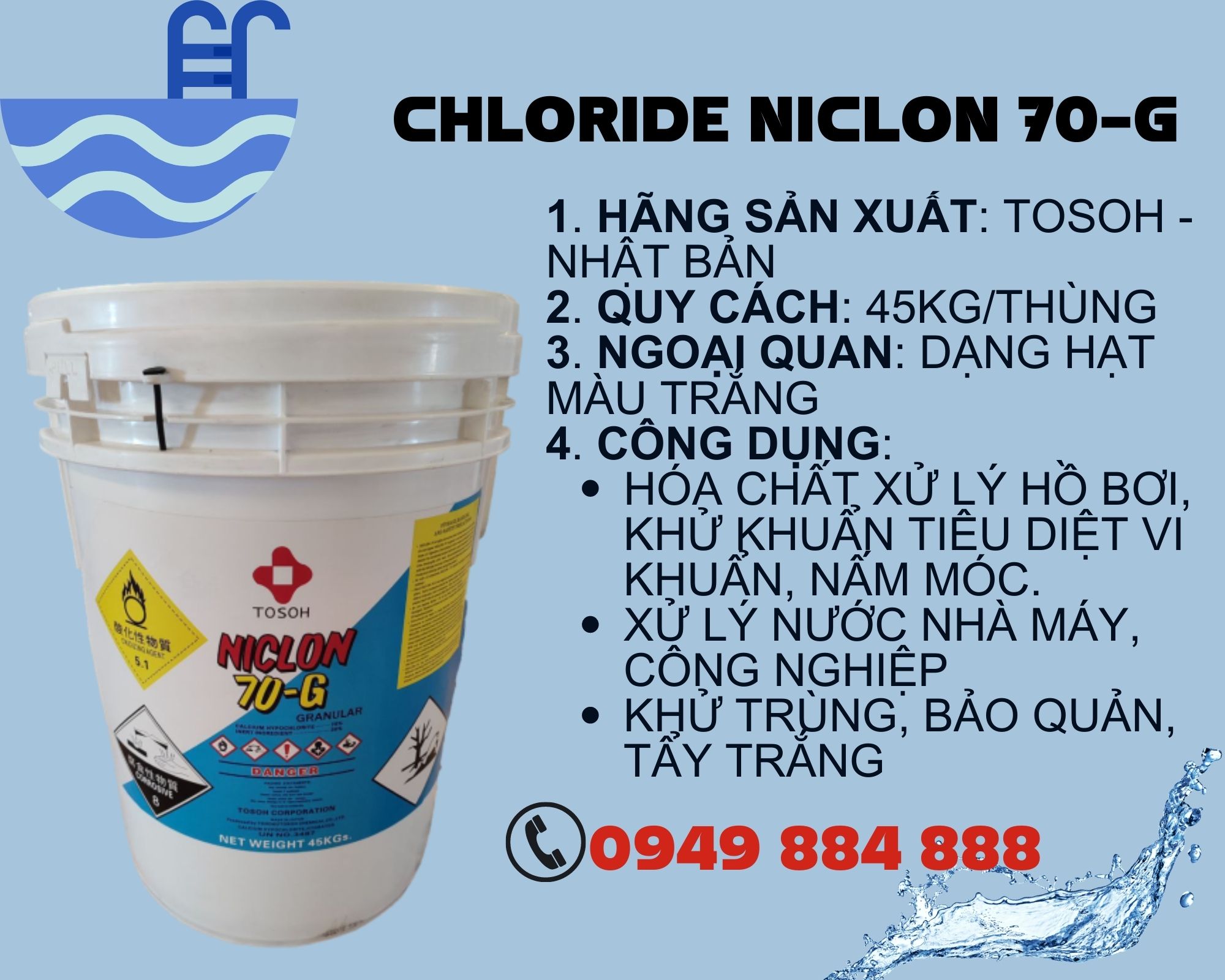 Chlorine 70% hãng Niclon nhập khẩu từ Nhật Bản- HOACHATSAIGON.COM